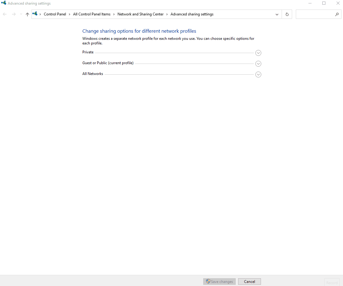 Advanced sharing settings